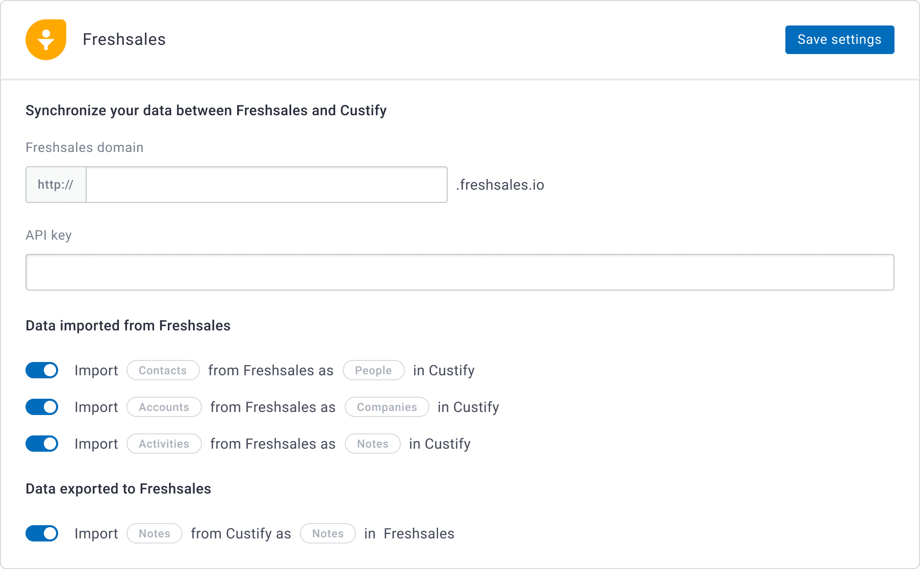 Freshworks CRM (Freshsales) and Custify | Customer Success Integrations