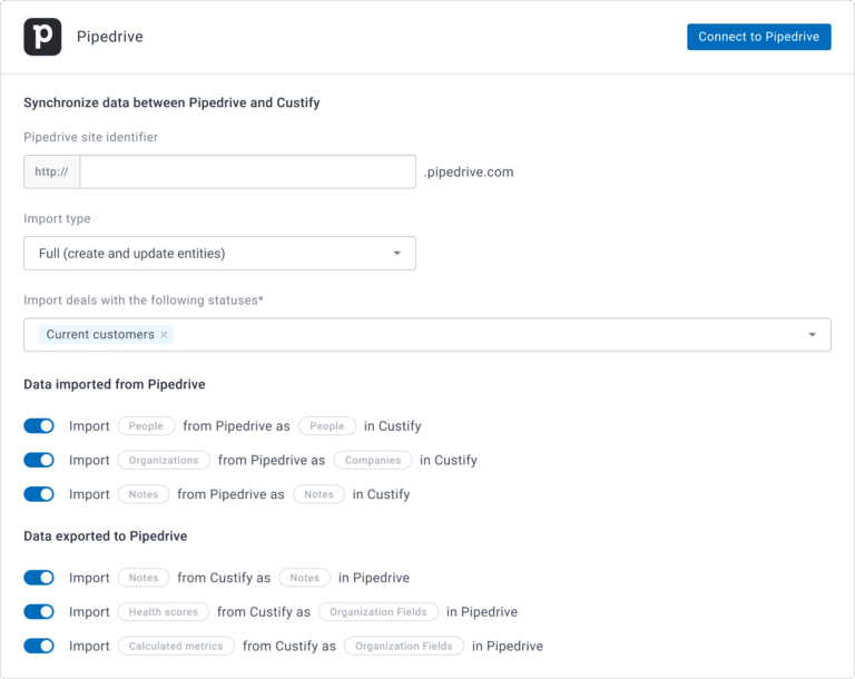 Pipedrive and Custify | Customer Success Integrations