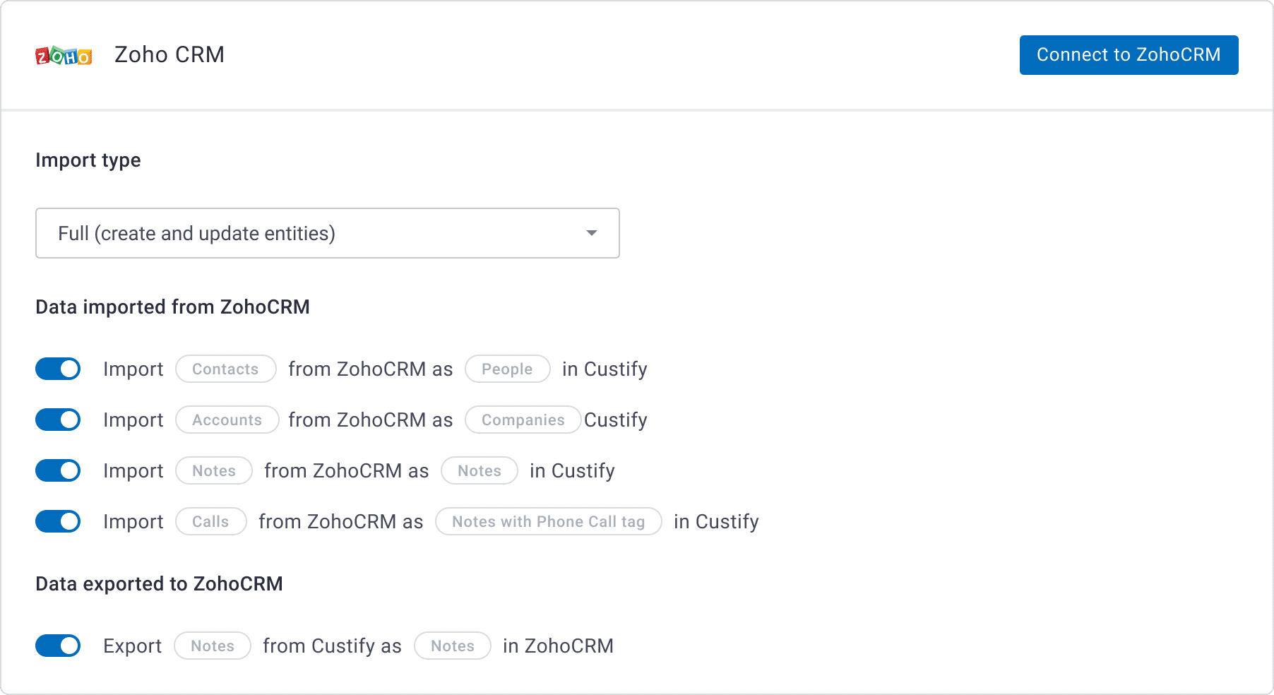 Zoho CRM and Custify | Customer Success Integrations
