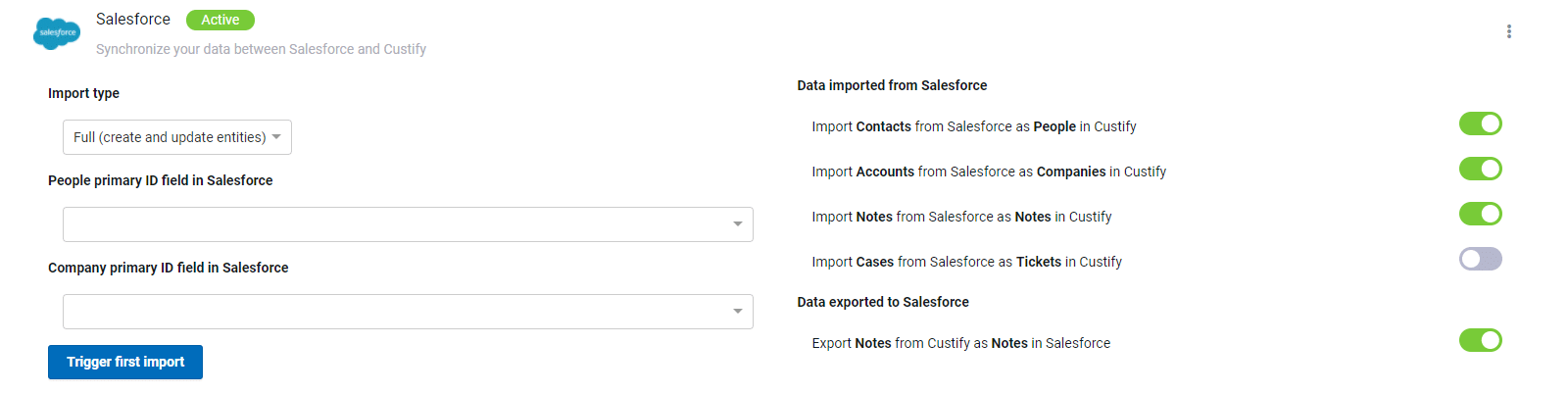 Salesforce and Custify | Customer Success Software Integrations